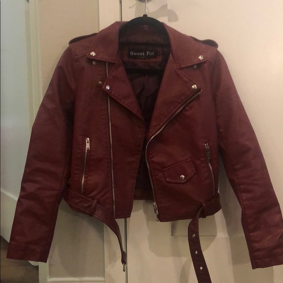 Sweet Pot | Jackets & Coats | Burgundyred Leather Jacket | Poshmark